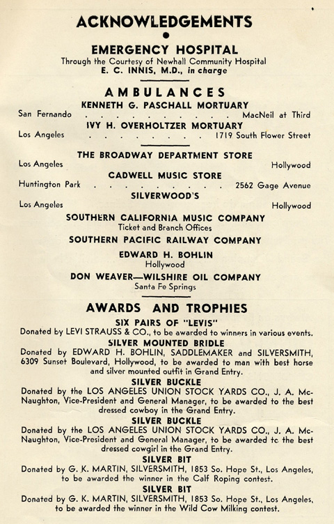SCVHistory.com AL1937e | Saugus | Hill's Ranch Rodeo Program 4-25-1937