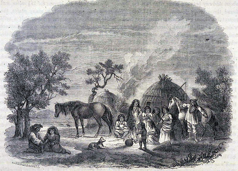 SCVHistory.com JJ1009a | Tejon | Tejon Indian Village, Woodcut 1853