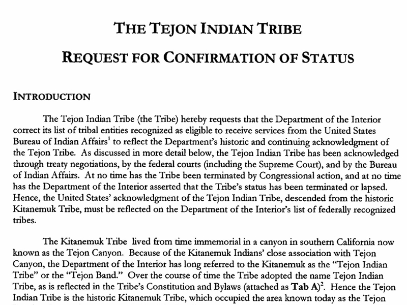 SCVHistory.com | Tejon | Tejon Indian Tribe Request for Confirmation of ...