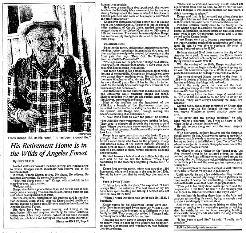 SCVHistory.com | Ridge Route | Frank Knapp Lives Hermit Existence in ...